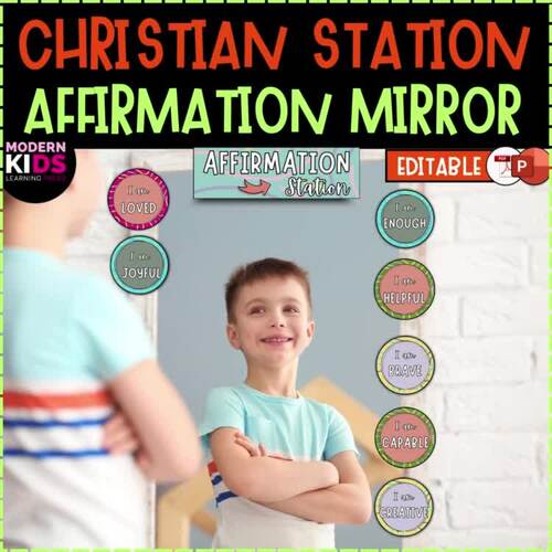Edtiable Christian/Catholic Station for Affirmation Mirror with I am Words