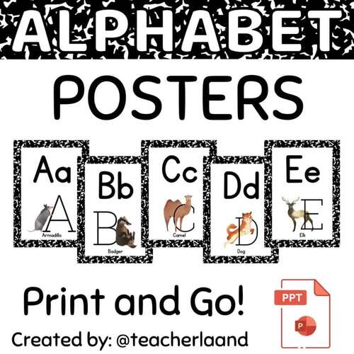 Alphabet with Animals – Editable in PPTX! Composition Notebook ...