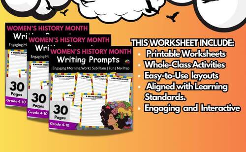 Women's History Month Opinion Prompt Writing Activities 4th,5th,6th,7th ...