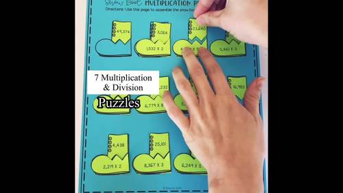 Winter Multiplication and Division Puzzles and Worksheets by Shayna Vohs