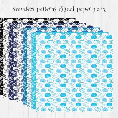 Halloween Pumpkins Paper Pack, Rainbow Colours & White Seamless Pattern