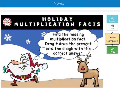 Christmas Multiplication Facts Activity 3rd Grade Math Boom Cards™