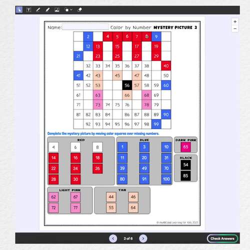 100s Chart Christmas Color by Number Mystery Picture Math Activities