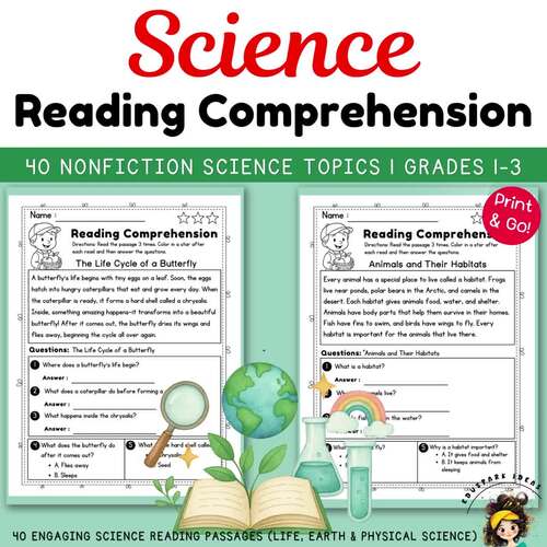 Science Reading Comprehension Passages | Nonfiction Science Topics ...