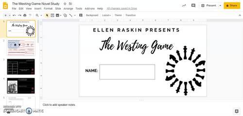 The Westing Game Digital Novel Study by Five One in Fifth | TPT