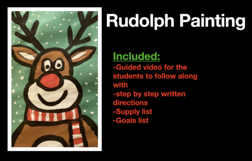 Painted Rudolph ( Christmas lesson, Christmas art, guided drawing ...