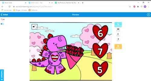 BOOM CARDS San Valentín: Contar números | Valentine's Counting in Spanish