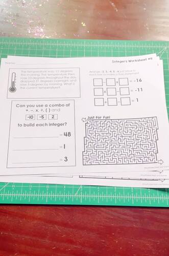 Integer Operations Worksheets with Puzzles, Word Problems and Mazes!