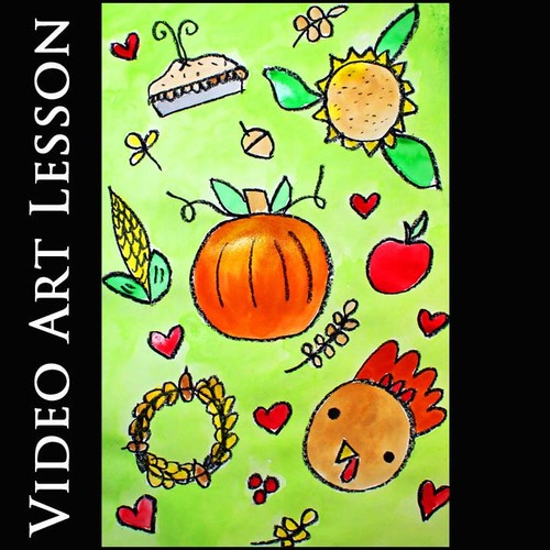 FALL SYMBOLS | THANKSGIVING Art Lesson | Directed Drawing & Painting ...