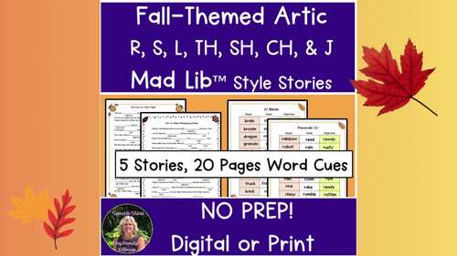Fall Articulation Mad Lib Stories R S L TH SH CH J Speech Therapy