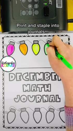 December Math Journals Kindergarten | Number Sense, Addition, 3D Shapes