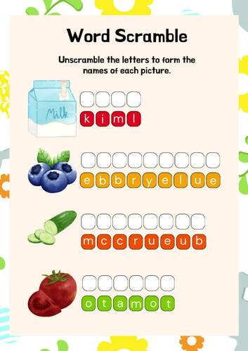 Word Scramble Easter Worksheet PreK - 2nd Easter Activity Printable