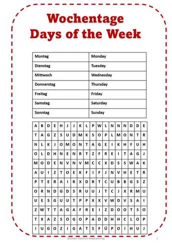 Word Search Puzzles - German Vocabulary Word Searches | TPT