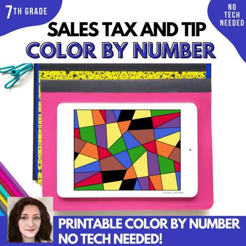 Sales Tax and Tip Color By Number Printable by Always Room For Pi