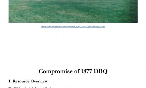 Compromise of 1877 DBQ by PBL History & Civics | TPT
