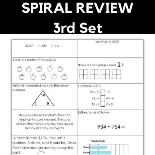3rd Grade Math Spiral Review 3rd 9 weeks SOL Aligned by Captivate and Teach