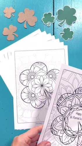 St. Patrick's Day Mandala Shamrock Coloring Pages by Hattifant | TPT