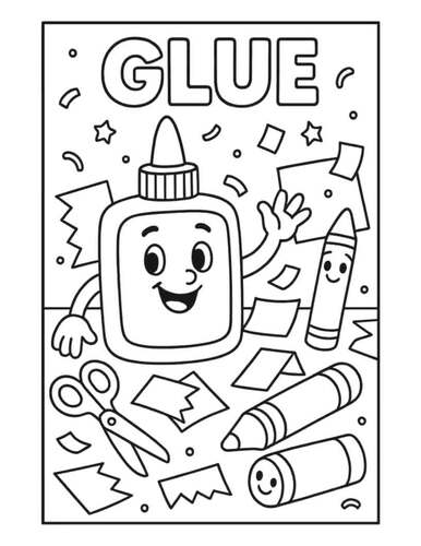 glue, school, supplies, classroom, coloring, printable, preschool ...