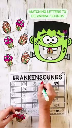 Halloween Beginning Sounds - Feed the Frankenstein - Beginning Sounds Match