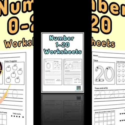 Number worksheets with tracing, counting, writing, tens frame and tally ...