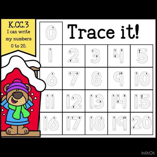 Winter Theme Kindergarten Math Mats | Handwriting Practice Tracing ...