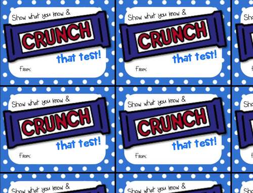 Crunch Chocolate Testing Motivation Gift Tag- Show what you know & CRUNCH