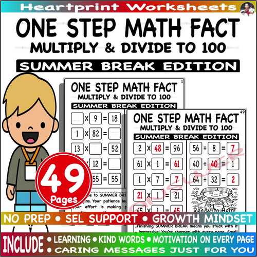One step multiplication & division to 100 fact families Think - Summer ...