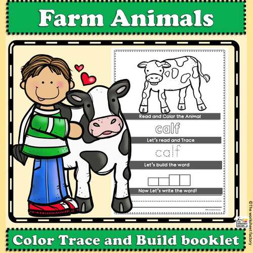 Farm Animals Trace, Build, Write, and Color Workbook | Pre-K -G2 Early ...