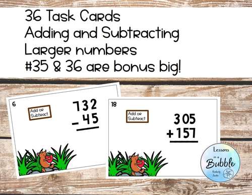 3 Digit Addition and Subtraction Paper and Digital task cards Boom #spring