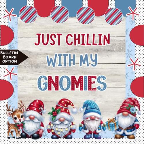 Cute Gnome Clip Art Christmas Holiday Bulletin Board Kit Door Decorations