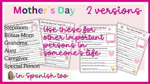 Mother’s Day Bundle | 8 Writing Activities | Family Options | English ...