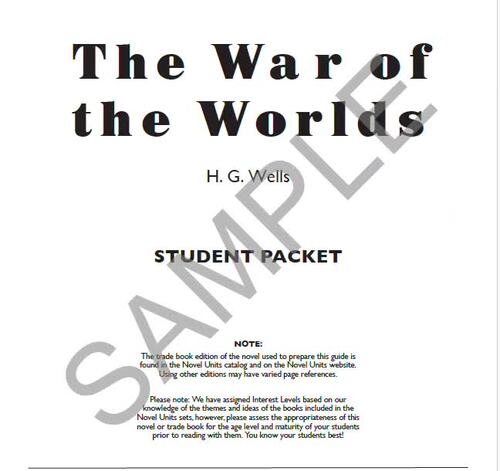 The War of the Worlds Novel Units® Student Packet Novel Study | TPT