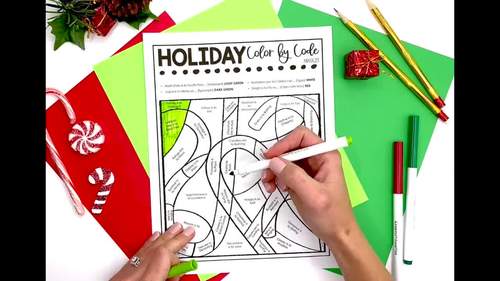 Christmas ELA Coloring Activity | Vocabulary Color By Code Coloring Pages
