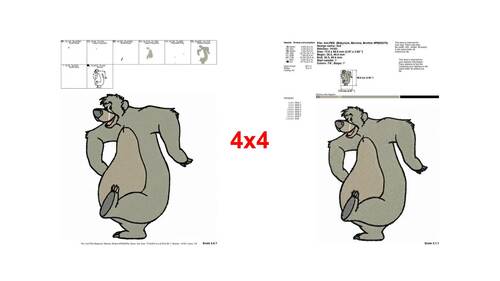 Happy Baloo bear Jungle Book cartoon character embroidery designs ...