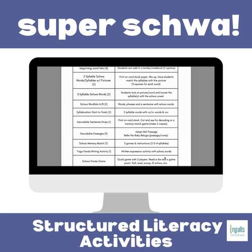 Super Schwa! Activities to Support Structured Literacy/Orton-Gillingham