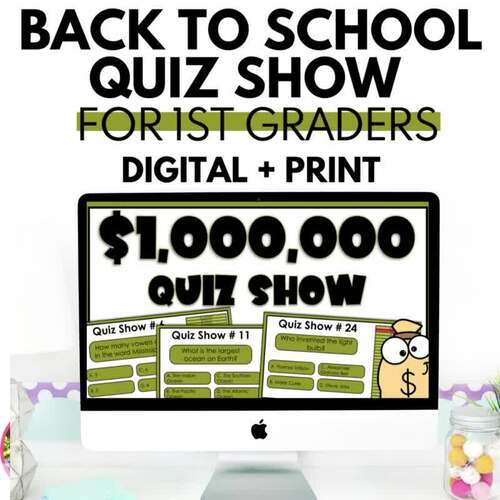 1st Grade Activities Back to School Quiz Game Show using PowerPoint™