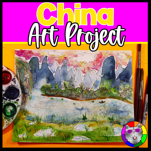 Chinese Landscape Art Project, Yangshuo Mountains Watercolor Painting