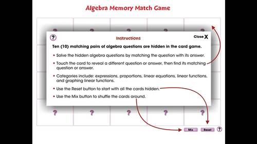 Algebra: Memory Match Game - MAC Gr. 6-8 by CCP Interactive | TPT
