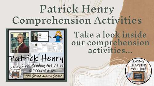 Patrick Henry Close Reading Passage & Comprehension Activities | 3rd ...