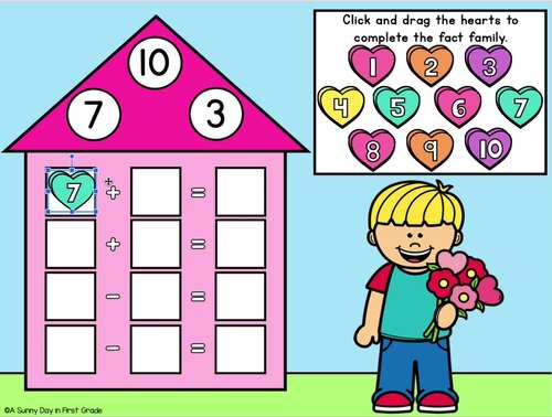 Valentine Fact Families for Google Slides™ by A Sunny Day in First Grade