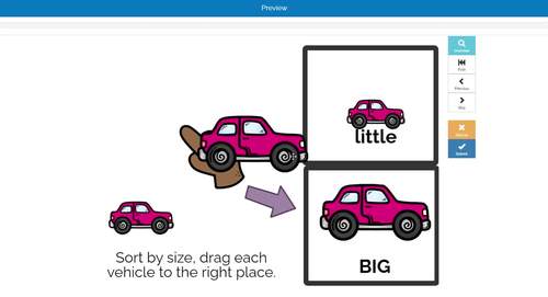 Boom Cards™ Sorting Vehicles by size, color, type for Autism and ...
