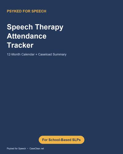 Speech Therapy Attendance Tracker | Session Calendar + Caseload Summary ...