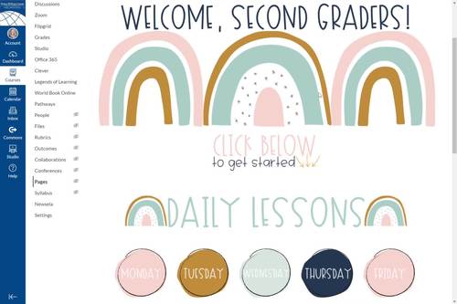 Digital Classroom Design Elements | Boho Theme | Canvas Google Classroom