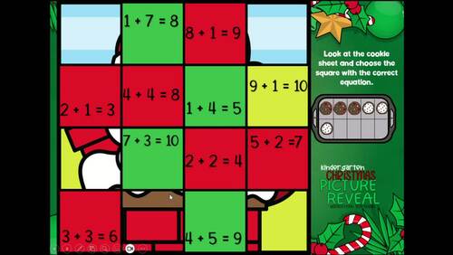 Christmas Picture Reveal: Addition to 10 by Rachel Roberts | TPT