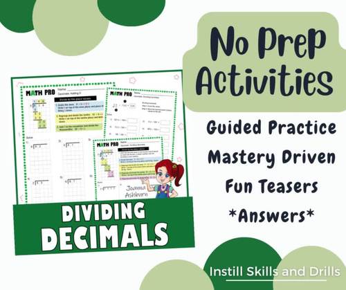 Dividing Decimals and Power of 10 Guided Practice Worksheets & Video Link