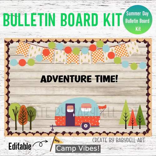 Camping Bulletin Board Kit | Adventure Awaits | Summer Classroom Door Decor
