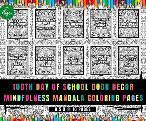 100th Day Of School Crafts, Door Decor Affirmation Saying, SEL Coloring ...
