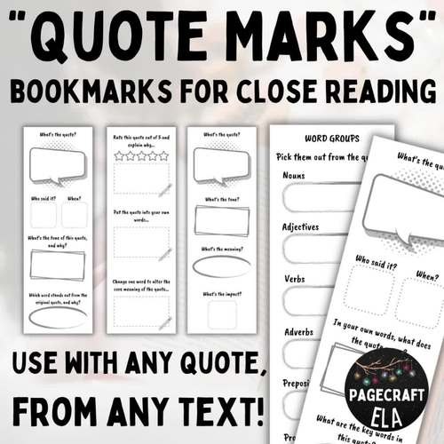 Printable Quote Bookmark Activities | Any Quotation or Book by ...
