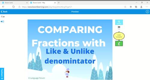 Boom Cards Compare Fractions Winter by Language Forum | TPT