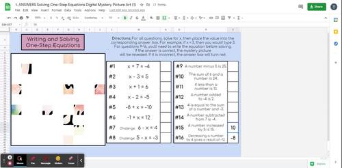 Writing and Solving Equations with Balance Scales Digital Mystery Pictures